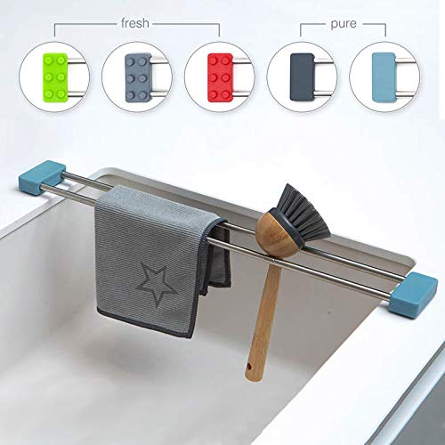 Sanni Shoo drip.line Pure - Adjustable Drip Tray - Practical, Multifunctional Kitchen Rack for Storing Dishcloths and Brushes - Drip Drying Bottles - Heat-Resistant (Ocean, Pure)