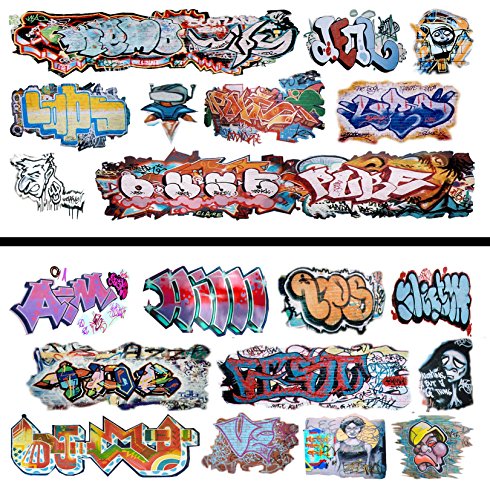 N Scale 1:160 Graffiti Waterslide Decals 2-Pack Set #17 - Weather Your Rolling Stock & Structures!