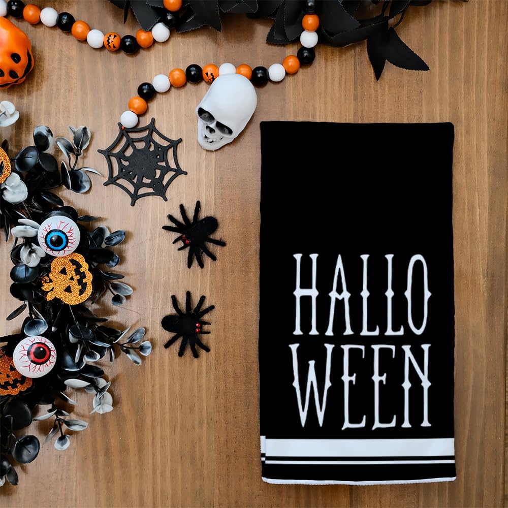 ARKENY Halloween Kitchen Towels Set of 2,Black Bats Dish Towels 18x26 Inch Drying Dishcloth,Farmhouse Home Decoration AD123