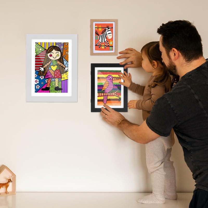MGUTOD Kids Artwork Frames Front Opening for 50 Pictures - 10x12.5 A4 Children Artwork Display Frame, Kids Art Drawing Projects Photos Crafting Show Suspension Frames for Home, Office