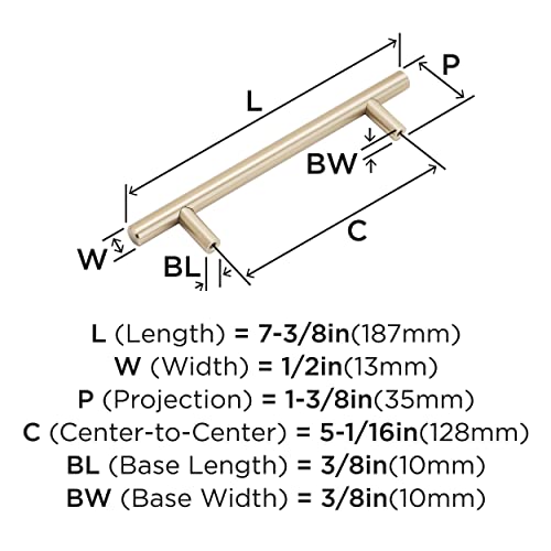 Amerock | Cabinet Pull | Champagne Bronze | 5-1/16 inch (128 mm) Center to Center | Bar Pulls | 1 Pack | Drawer Pull | Drawer Handle | Cabinet Hardware, BP40517CZ