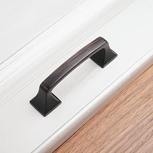 KOOFIZO 20-Pack Big Square Foot Cabinet Arch Pull - Oil Rubbed Bronze Furniture Handle, 3 Inch/76mm Screw Spacing for Kitchen Cupboard Door, Bedroom Dresser Drawer, Bathroom Wardrobe Hardware