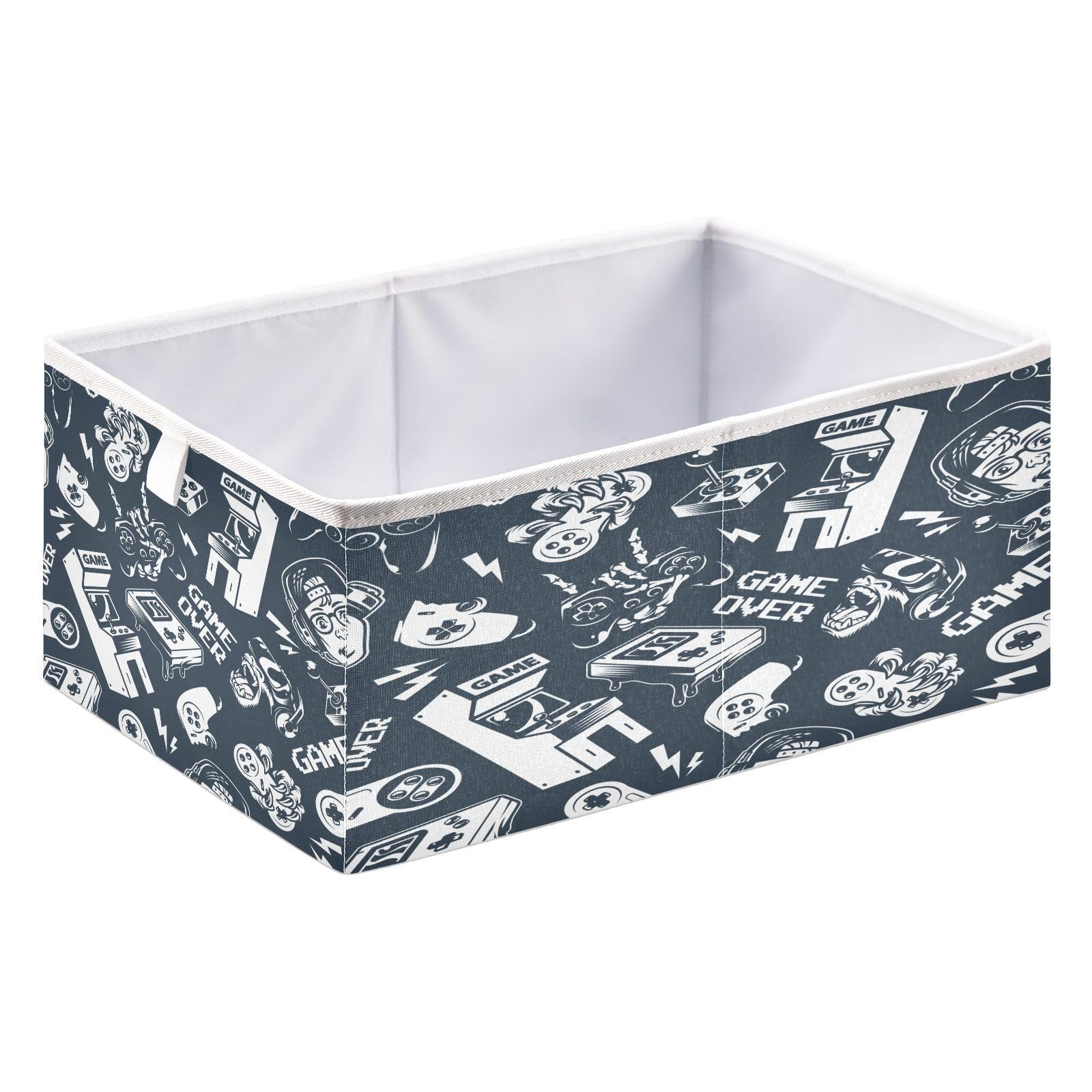 QUGRL Vintage Video Games Storage Bins Organizer Joystick Retro Foldable Clothes Storage Basket Box for Shelves Closet Cabinet Office Dorm Bedroom 15.75 x 10.63 x 6.96 in