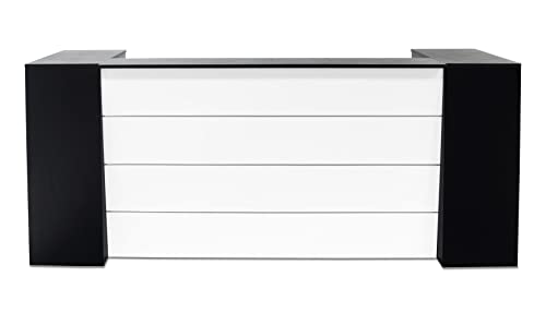 Clinton Modern Reception Desk in Black Oak with White Acrylic Front