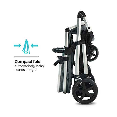 Mompush Meteor 2 Baby Stroller 2-in-1 with Bassinet Mode - Compatible with Major Infant Car Seat, Adapter Included - Stable Bassinet Stroller Combo, Full-Size Baby Strollers for Family Outings