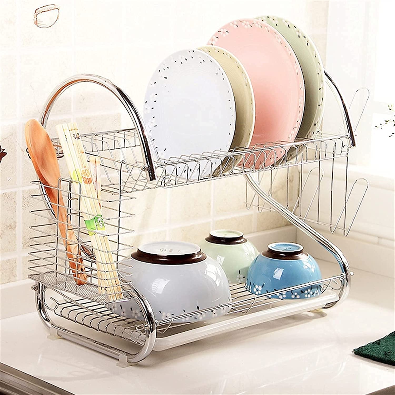 Plate Rack Draining Dish Rack Kitchen Dish Drainer Drying Rack Holder Plates Cup Tableware Bowl Shelf Basket kitchen shelf organizer Pan Plate Holder