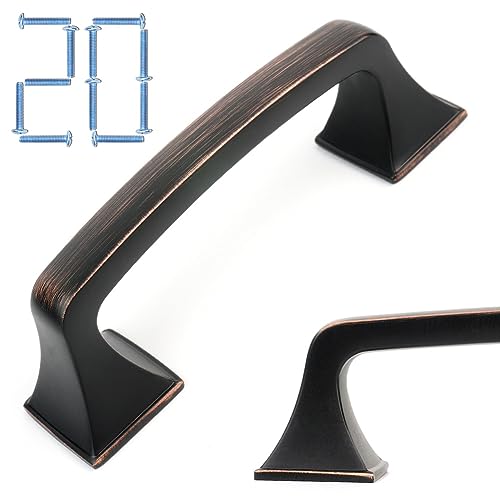 KOOFIZO 20-Pack Big Square Foot Cabinet Arch Pull - Oil Rubbed Bronze Furniture Handle, 3 Inch/76mm Screw Spacing for Kitchen Cupboard Door, Bedroom Dresser Drawer, Bathroom Wardrobe Hardware