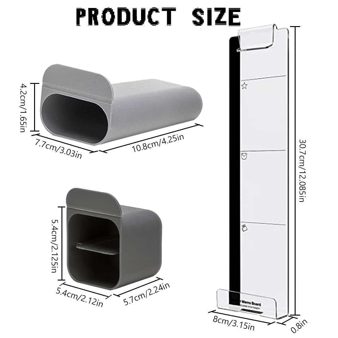 Barelove 2 Pack Monitor Memo Board Left/Right + 3 Pen Containers Storage+ Sticky Notes, Computer Sticky Note Holder Computer Screen Desktop Organizer Accessories for Office Desk Students
