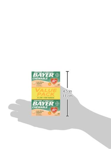 Aspirin Regimen Bayer 81mg Chewable Tablets | #1 Doctor Recommended Aspirin Brand | Pain Reliever | Orange Flavor | 108 Count, 36 Count (Pack of 3)