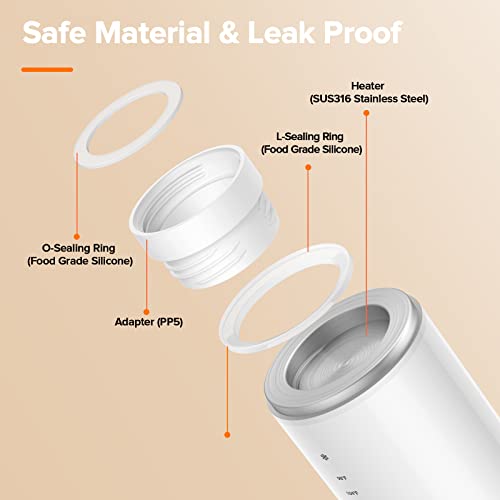 Bottle Warmer, Baby Bottle Warmer with 5 Adapters, Portable Bottle Warmer Rechargeable with Precise Temperature Selection & Beep Prompt, Travel Bottle Warmer for Breastmilk & Babys Brew