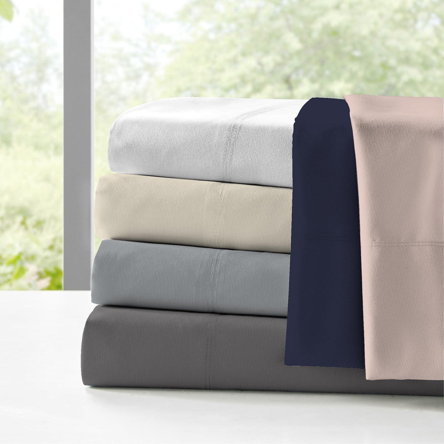 SUPREME ELEGANCE Light Gray 100% Cotton Sheets for Queen Size Bed, Ultra Soft Queen Light Gray Sheet Set, Cool & Breathable Percale Weave Queen Bed Sheets, Fits Mattress Upto 16" Deep Pocket