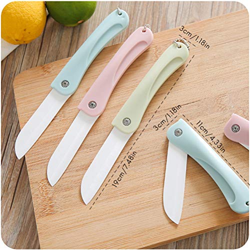 Fruit Knife, Ceramic Kitchen Knife Curved Blade with Good Hardness for Kitchen Accessory (Green)