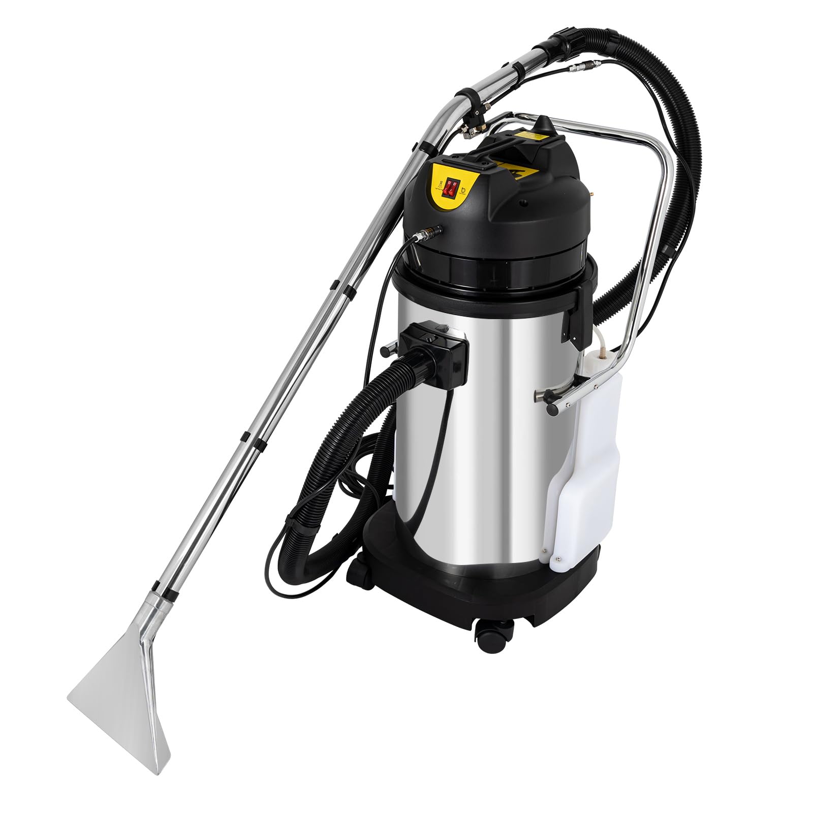 Carpet Cleaner, 110V 40L Commercial Upholstery Cleaner Machine 3 in 1 Portable Wet Dry Sofa Curtain Fabric Dust Cleaner with Long Flat/Dry/Water Vacuum Head and Round Brush for Carpet Sofa Curtain
