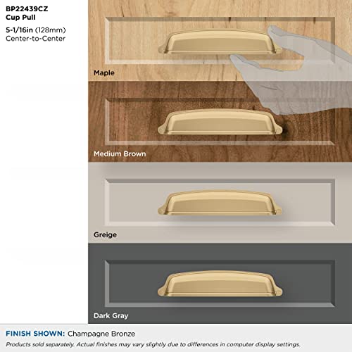 Amerock | Cabinet Cup Pull | Champagne Bronze | 5-1/16 inch (128 mm) Center-to-Center | Stature | 1 Pack | Drawer Pull | Cabinet Handle | Cabinet Hardware