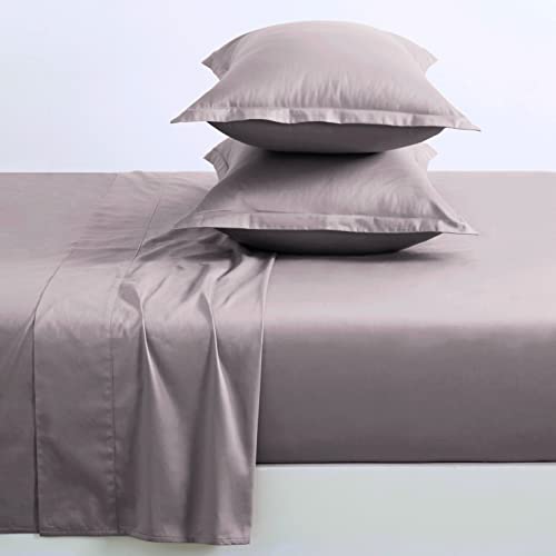 Eikei Solid Color Sheet Set Luxury Bedding Set 400 Thread Count Egyptian Cotton Long Staple Sateen Weave Breathable Silky Soft Pima Premium (Mauve, King)