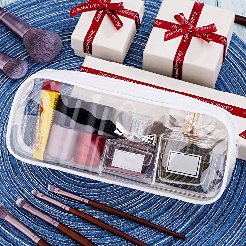 4 Pieces White Clear PVC Big Capacity Zipper Pencil Bag, Pen Pencil Case Makeup Pouch