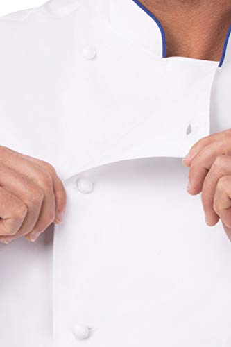 Chef Works Men's Men's Carlton Executive Chef Coat, White With Blue Piping, 40