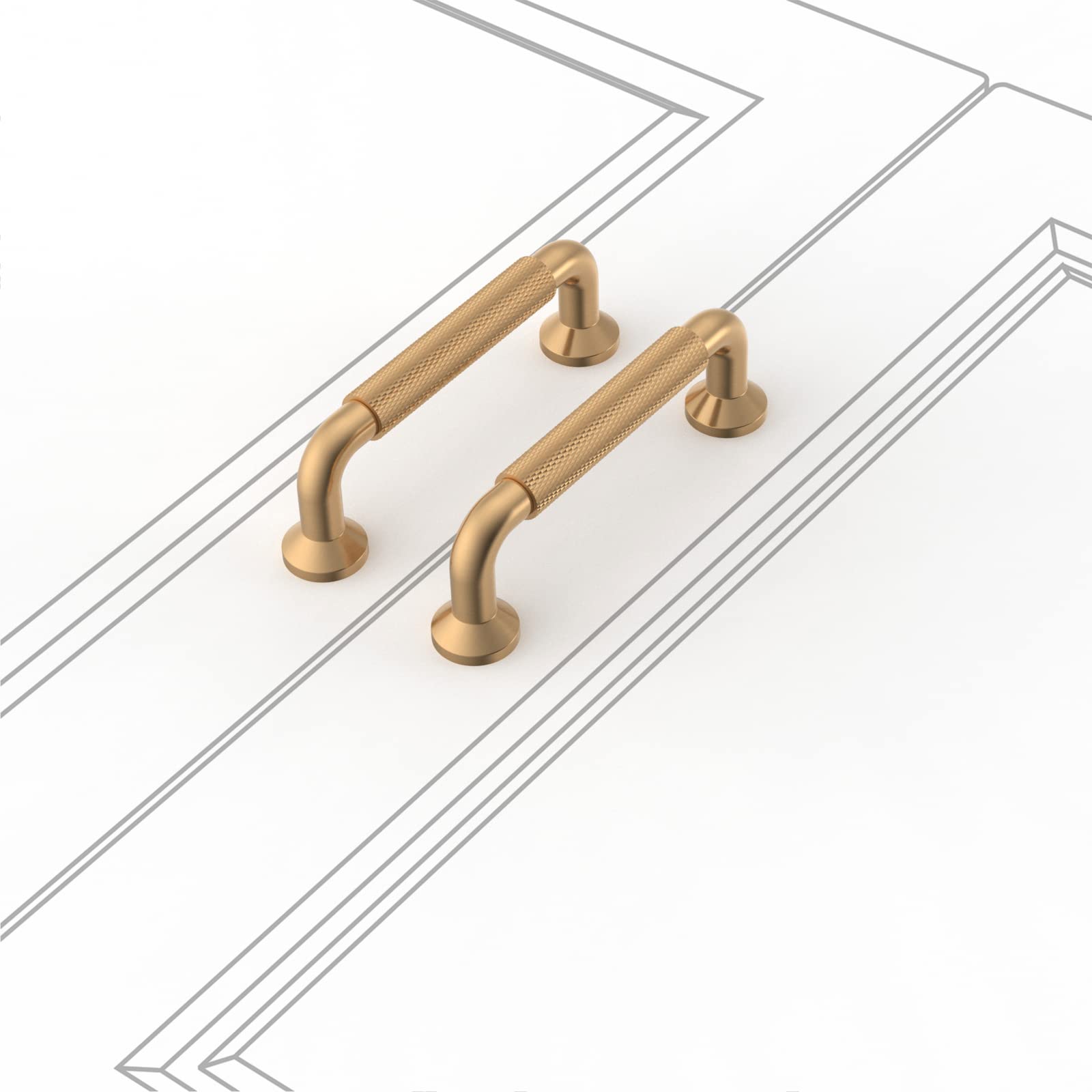 KNOKLOCK 10 Pack 3.75 Inch(96mm) Kitchen Cabinet Handles knurled Champagne Bronze Cabinet Pulls Gold Kitchen Cabinet Hardware Drawer Pulls for Dresser Cupboard Wardrobe