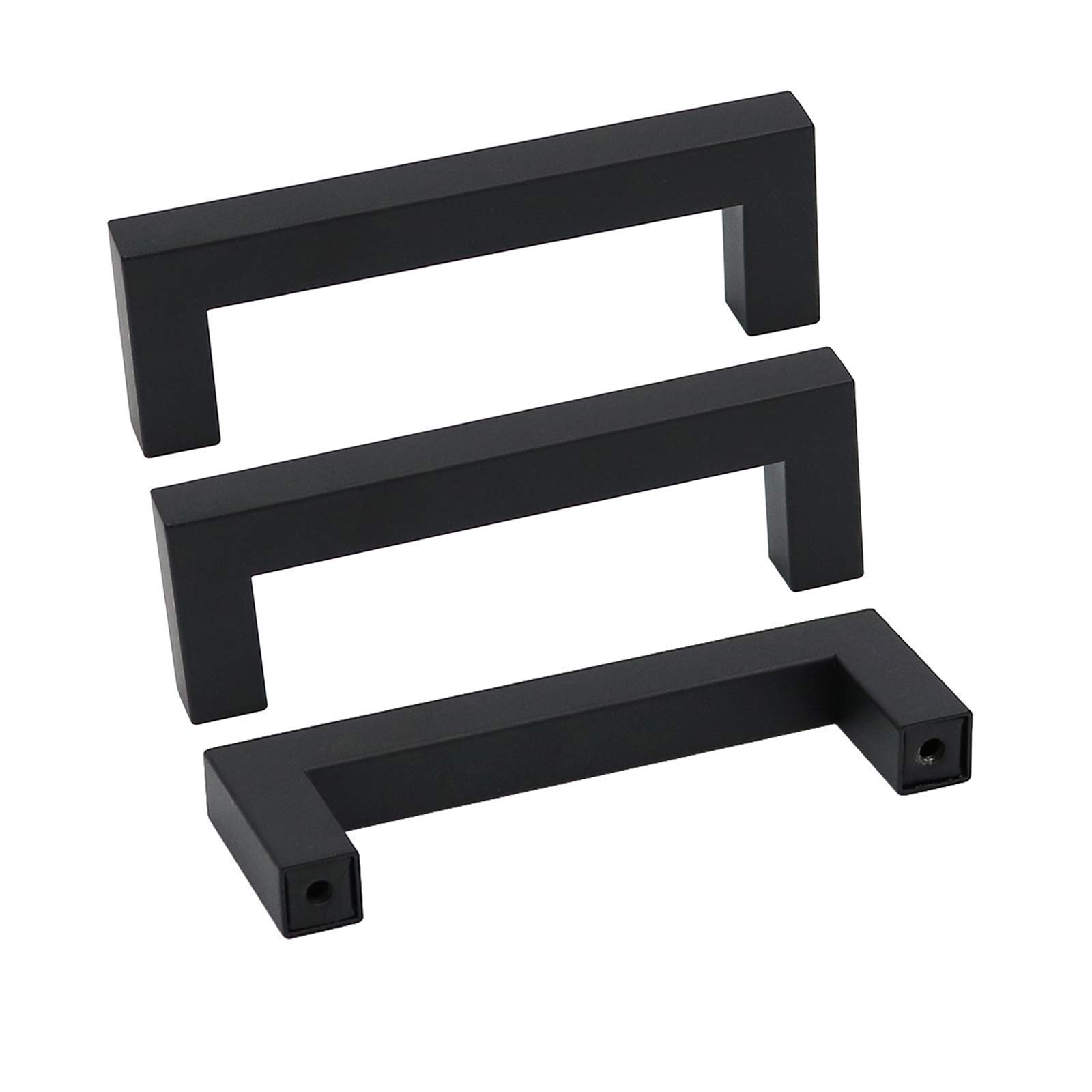 Goldenwarm 10 Pack Black Square Bar Cabinet Pull Drawer Handle Stainless Steel Modern Hardware for Kitchen Bathroom Cabinets Cupboard,Center to Center 3in (76mm) Modern Matte Black Drawer Pulls