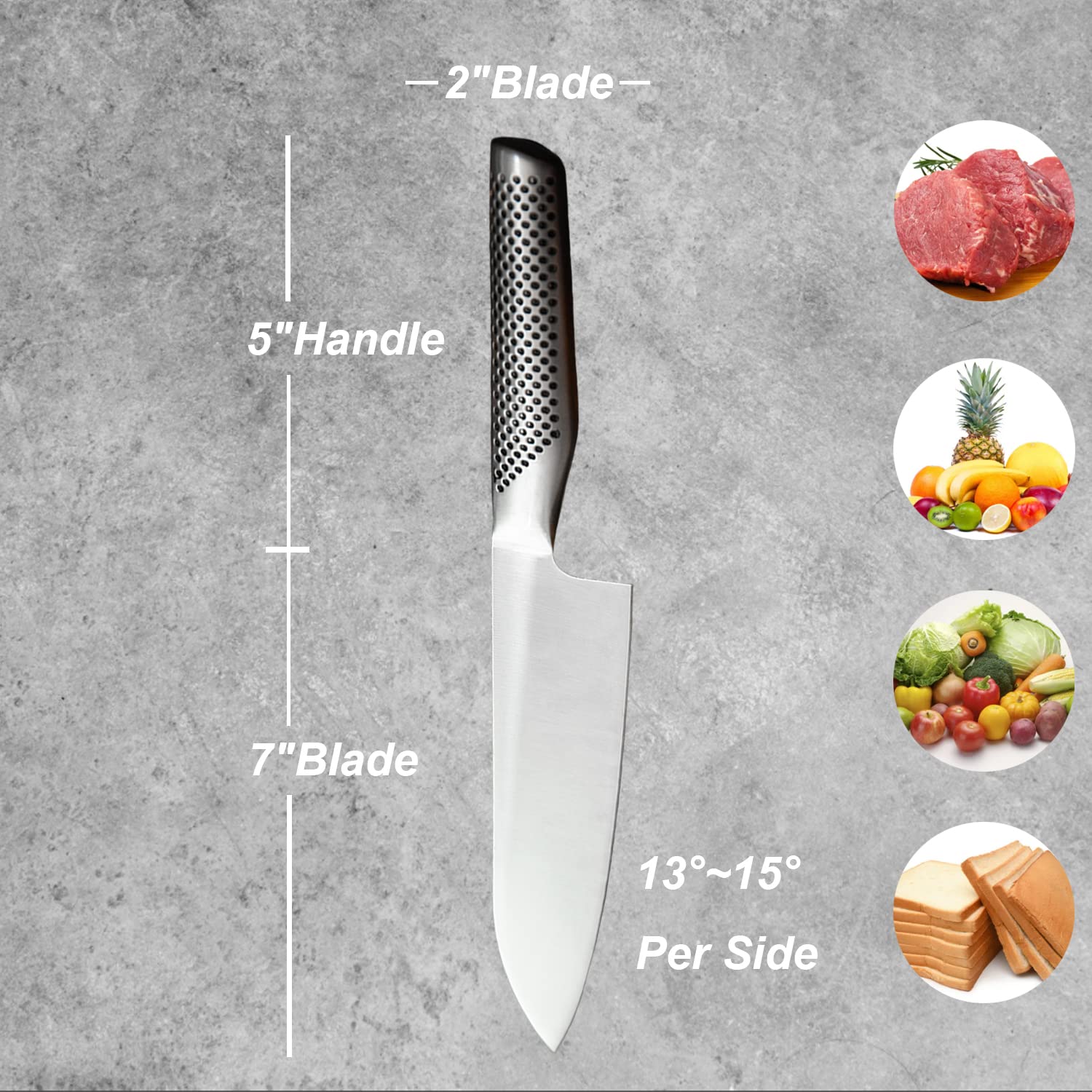 Tinor Chef Knife, 7 Inch Professional Kitchen Knife, German High Carbon Stainless Steel, Ergonomic Design, Ultra Sharp Knife for Cutting, Peeling, Slicing Fruit, Vegetables, Bread and Meat