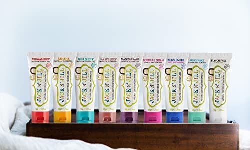 Jack N' Jill Kids Natural Toothpaste - Kids Toothpaste Fluoride Free, Organic Flavors, BPA Free SLS Free, Makes Tooth Brushing Fun for Kids - Blueberry & Strawberry, 1.76 oz (Pack of 4)