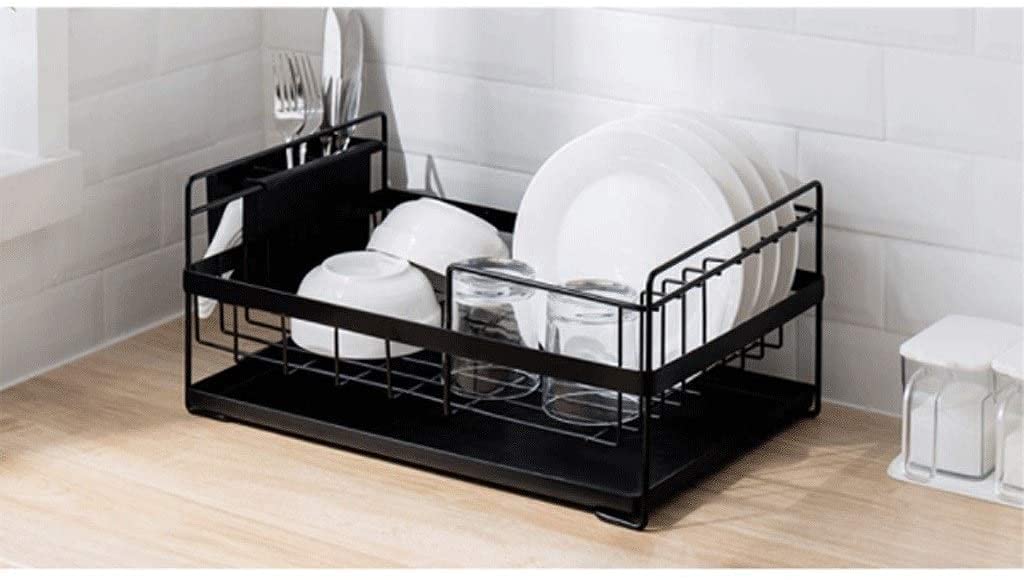 Plate Rack Draining Dish Rack Chrome-plated Steel Dish Rack With Drainboard With Removable Drainboard Removable Plastic Cutlery Tray for Kitchen Countertop (Color : White) Pan Plate Holder