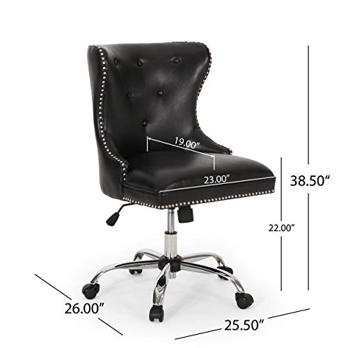 Christopher Knight Home Keith Contemporary Tufted Swivel Office Chair, Midnight Black and Chrome