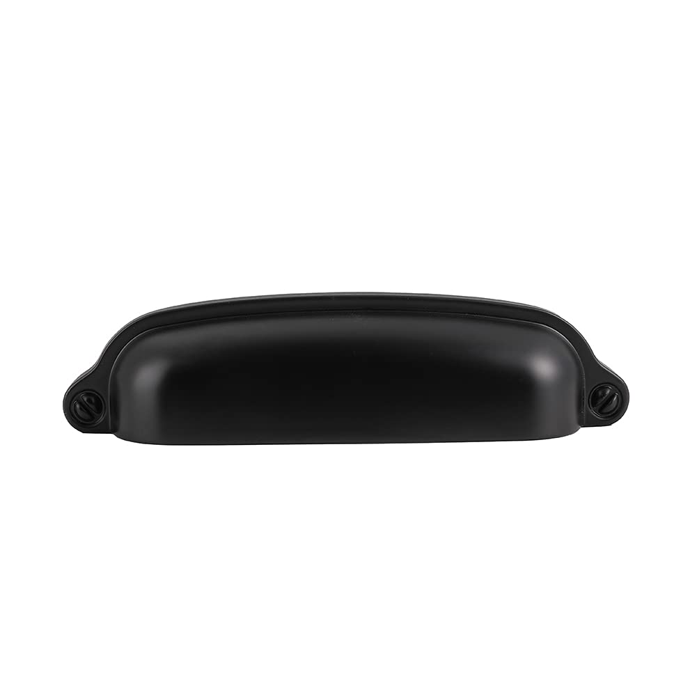 HARPOON 10 Pack Bin Cup Handle Pulls,Vintage Drawer Pulls,Cabinet Hardware,Shell Handle,3.78 Inch Black