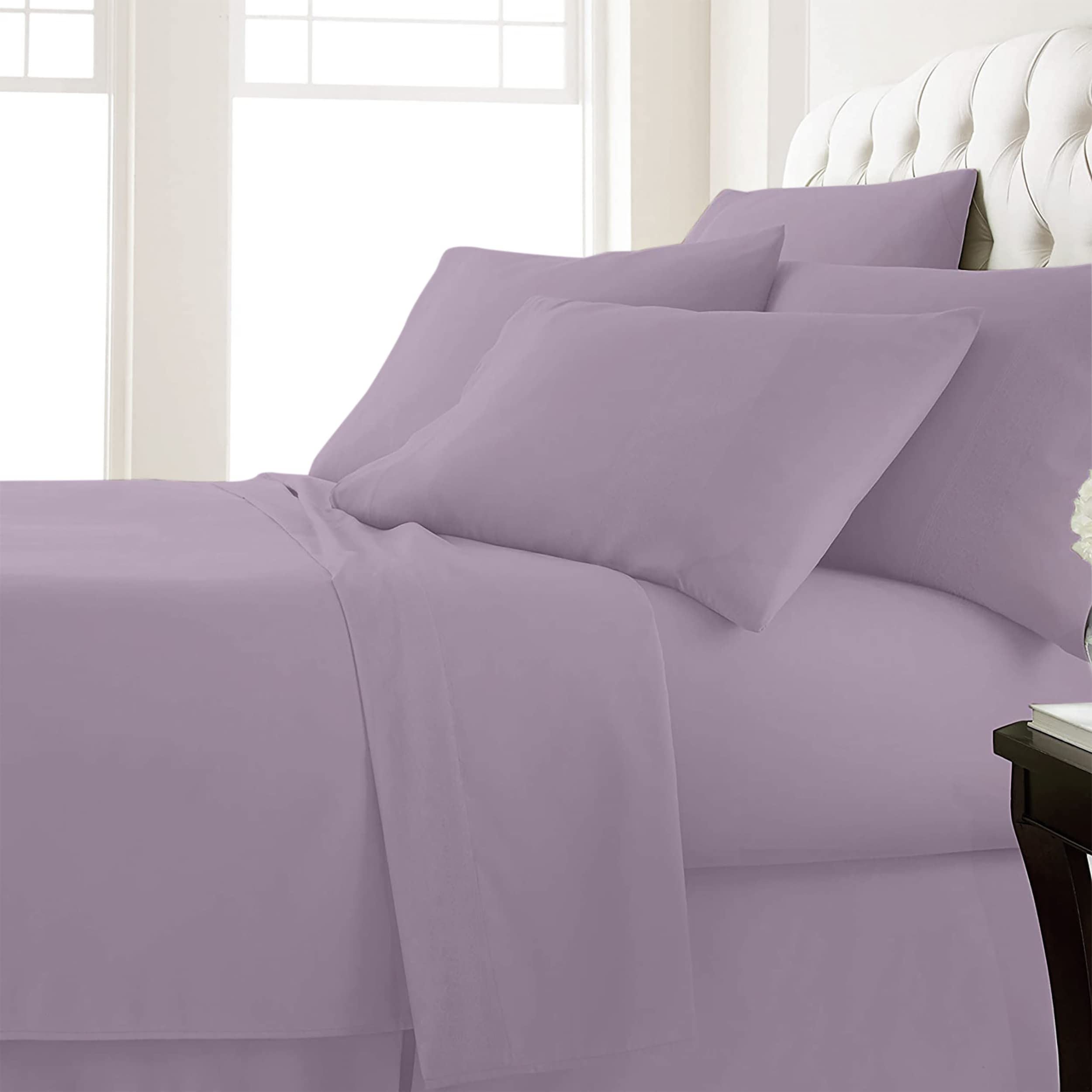 Raymond Waites 4 Piece Sheet Set, Cotton Rich, 400-Thread Count, Lavender, Queen Sheet Set