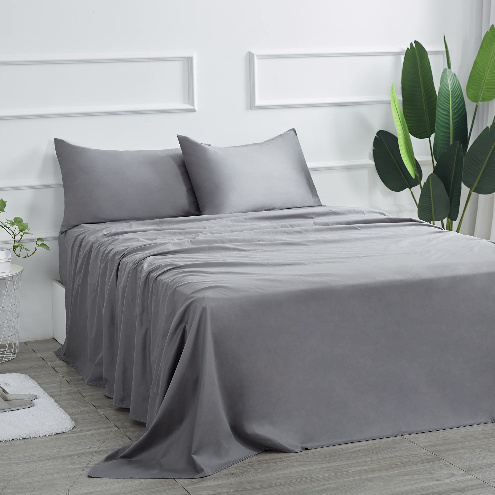 Best Season 400 Thread Count Cotton Queen Size Sheet Set (Gray Color) 4 Piece - 100% Long Staple Cotton Sheets Set, Soft Cotton Bed Sheets Sets with Deep Pocket fit Upto 16 inch