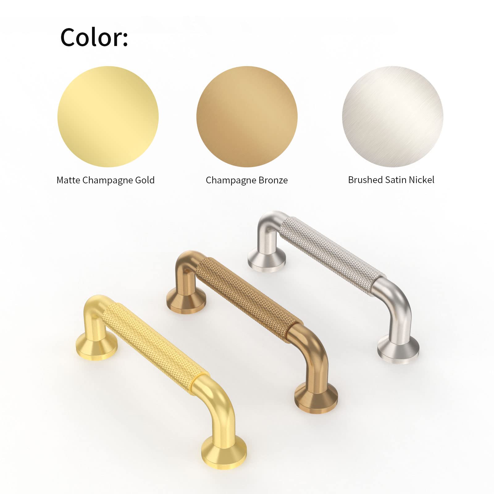 KNOKLOCK 10 Pack 3.75 Inch(96mm) Kitchen Cabinet Handles knurled Champagne Bronze Cabinet Pulls Gold Kitchen Cabinet Hardware Drawer Pulls for Dresser Cupboard Wardrobe