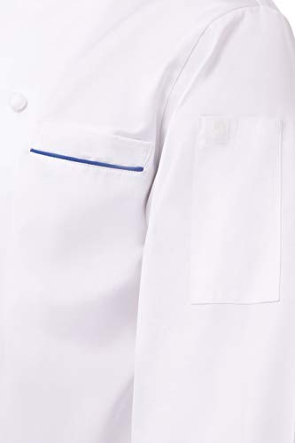 Chef Works Men's Men's Carlton Executive Chef Coat, White With Blue Piping, 40