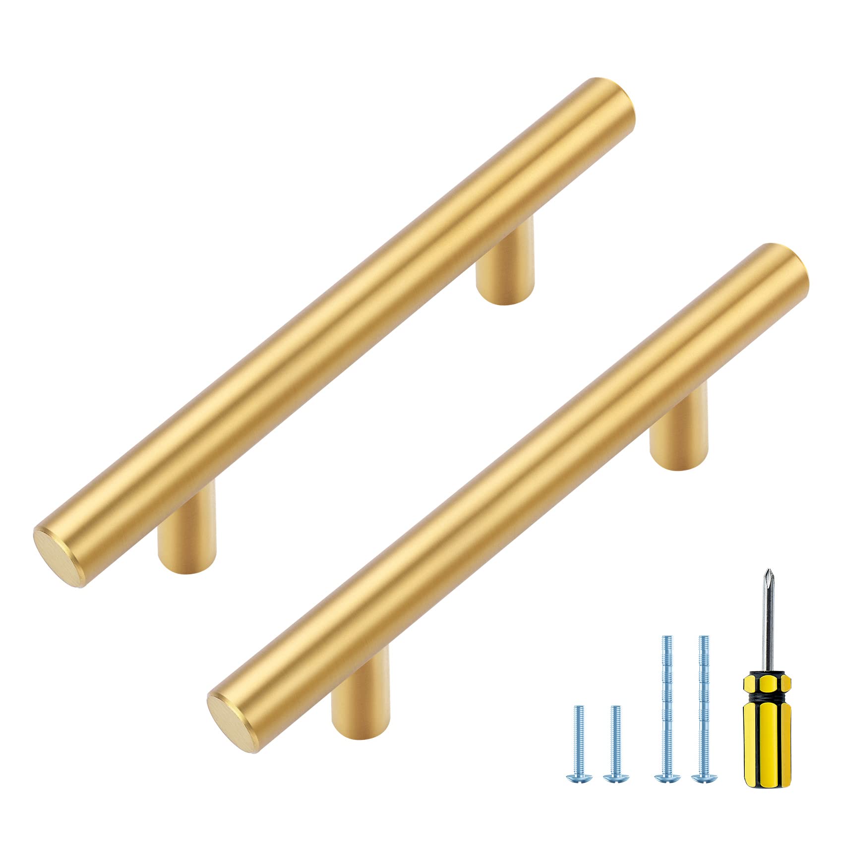 Ravinte Gold Cabinet Handles 30 Pack 5 Inch Brushed Gold Kitchen Cabinet Pulls 3 Inch Hole Center Brushed Brass Drawer Pulls Kitchen Hardware for Cabinet Drawer and Cupboard