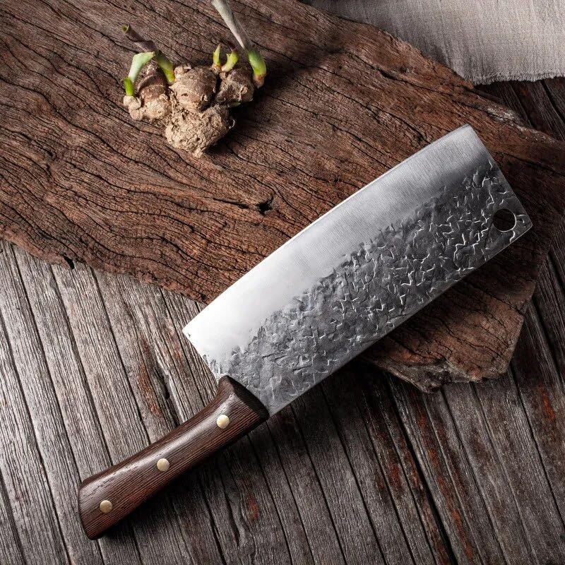 Meat Cleaver Knife, 7.5 Inch Forged Kitchen Chef Knife Handmade Stainless Steel Shredded Meat Vegetables Fruit Slicing Razor-sharp Cleaver Knives