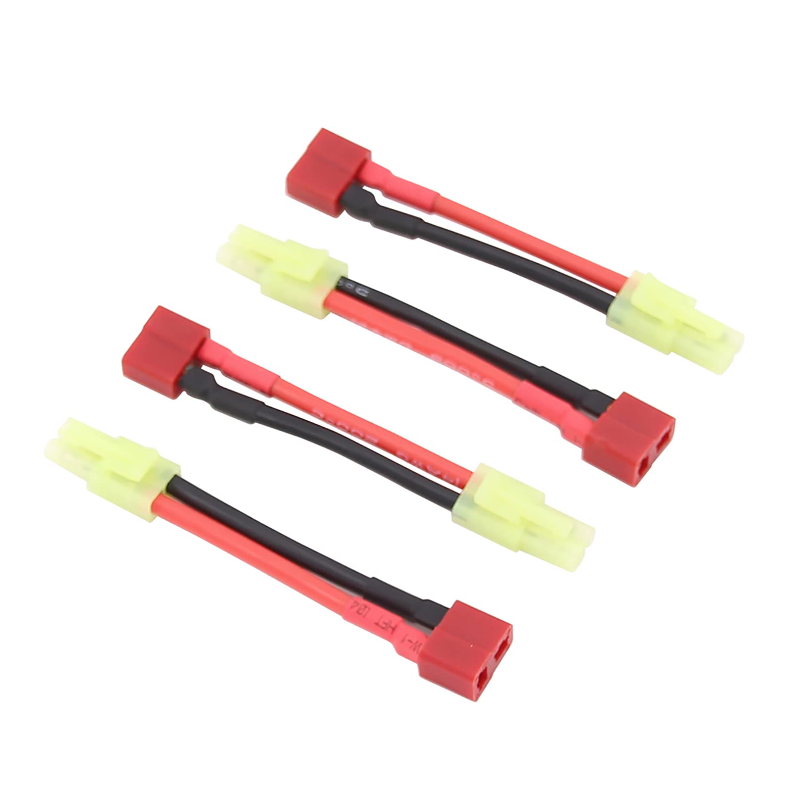 4pcs Compatible with Small Mini-Tamiya Male(Reversed) to T-Plug Female Adapter with 5cm 2in 14awg Wire for Airsoft Gun(BDHI-12)