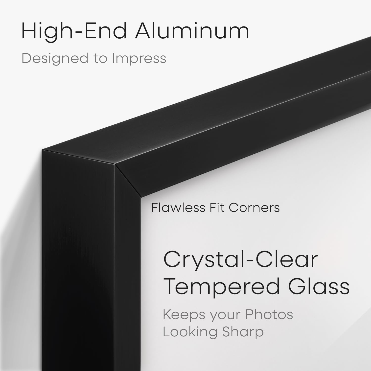 Homeforia 8x10 Black Picture Frame, High-End Metal 8 x 10 Frames for Wall or Tabletop, Black Photo Frame with Mat for 5x7, Tempered Glass, Wall Kit, Set of 1