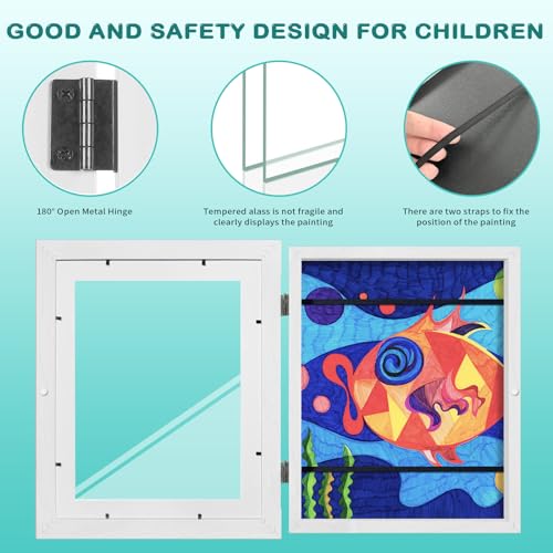 Rexllon Kids Art Frames, 8.5x11 or A4 Front Opening Kids Artwork Frames Changeable, Artwork Display Storage Frame for Wall, With Mat and HD Glass, For Kids Artwork,Photos,Crafts,Drawing(White,1 Pack)
