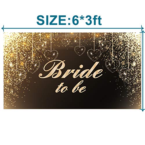 Belrew Durable Bride to Be Backdrop Banner, Bridal Shower, Engagement, Bachelorette Party Backdrop, Wedding Party Background Decoration - Gold 6ft x 3ft