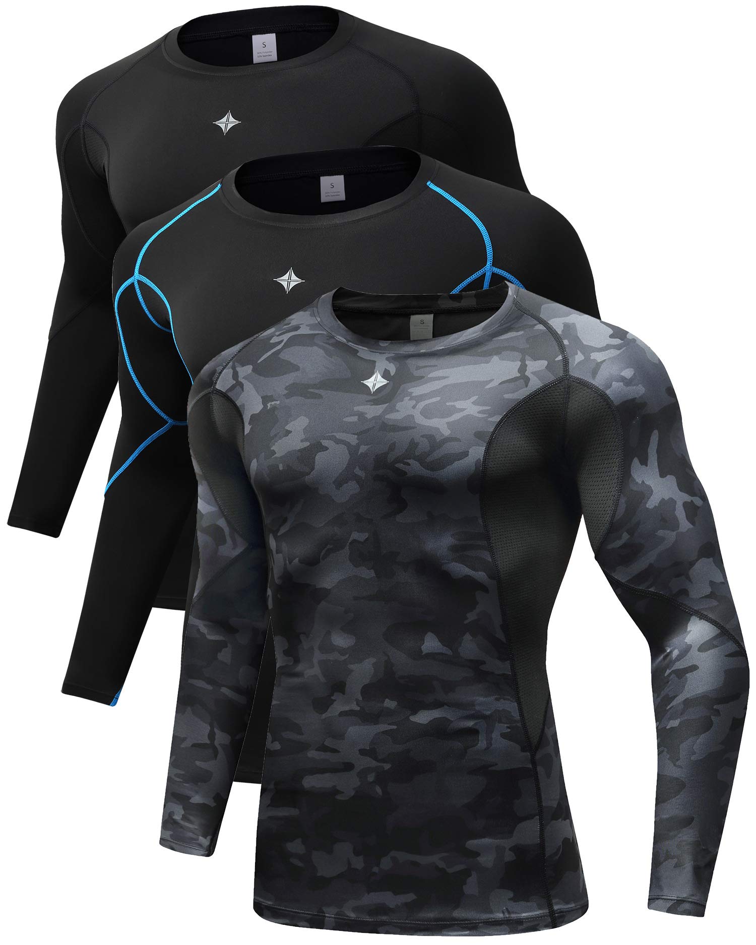 Milin Naco Compression Shirts for Men Long Sleeve Compression Undershirts Dry Fit Compression Shirt Baselayer Rash Guard
