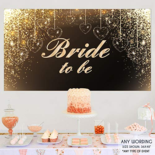 Belrew Durable Bride to Be Backdrop Banner, Bridal Shower, Engagement, Bachelorette Party Backdrop, Wedding Party Background Decoration - Gold 6ft x 3ft