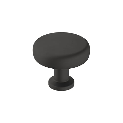 Amerock | Cabinet Knob | Matte Black | 1-1/4 inch (32 mm) Diameter | Factor | 1 Pack | Drawer Knob | Cabinet Hardware