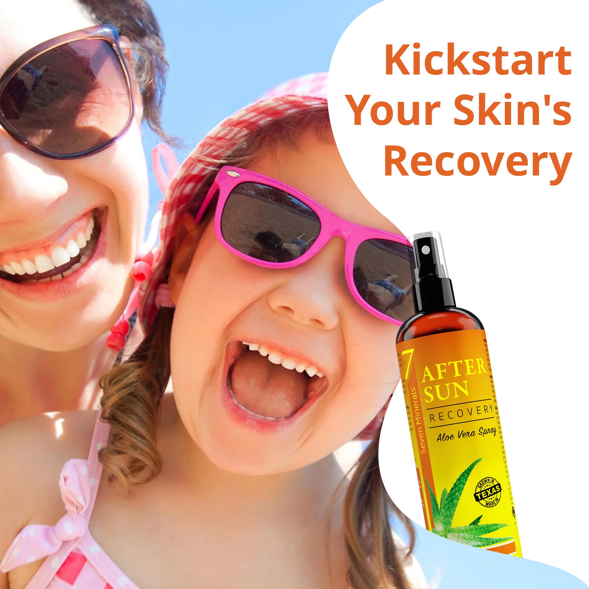Seven Minerals NEW After Sun Solar Recovery Spray with Aloe Vera - For Skin & Face with Instant Sunburn Relief. Unlike Regular Aftersun Spray With Mango & Chamomile (12 Oz)