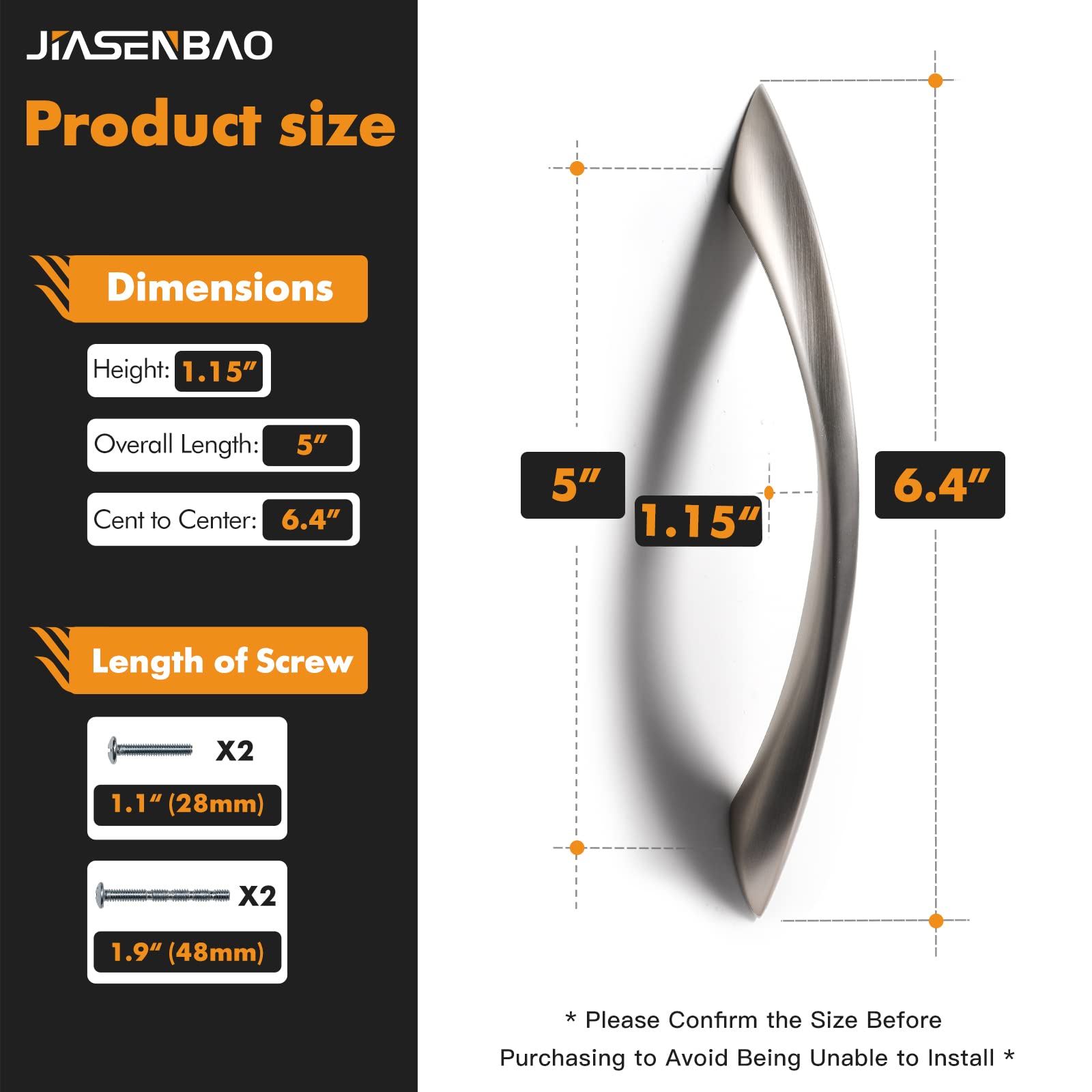 JIASENBAO 10 Pack Brushed Nickel Cabinet Pulls 5 Inch Arch Twisted Silver Handles Drawer Kitchen Cupboard Bathroom Dresser Cabinet Hardware Zinc Alloy