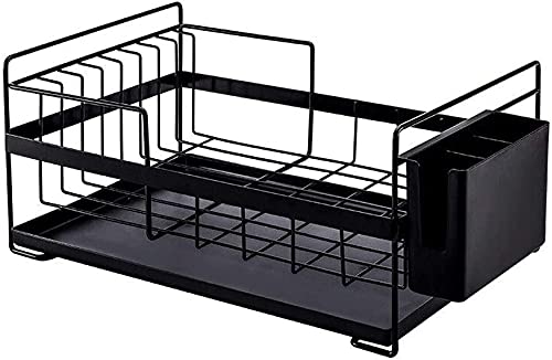 Plate Rack Draining Dish Rack Chrome-plated Steel Dish Rack With Drainboard With Removable Drainboard Removable Plastic Cutlery Tray for Kitchen Countertop (Color : White) Pan Plate Holder
