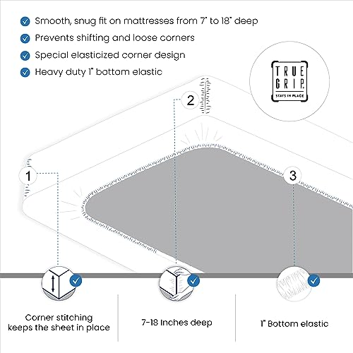 SUPREME ELEGANCE Hotel Luxury Cotton Blend Mist Gray Sheet Set Queen Size, 1200 Thread Count Ultra Soft Sateen Sheet Set, Moisture Wicking & Wrinkle Resistant, Easy Care Fall Bedding Set