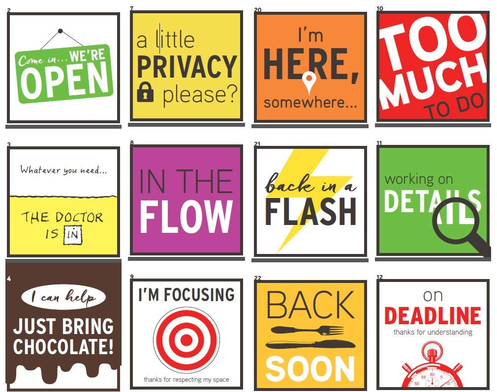 Trainers Warehouse Deskmate - Office Desk Accessories, Desk Signs, Funny Office Gifts | 24 Signs to Discourage (or Invite) Distractions in an Open Office or WFH Setting, β4.25 x 1 x 0.39 inches