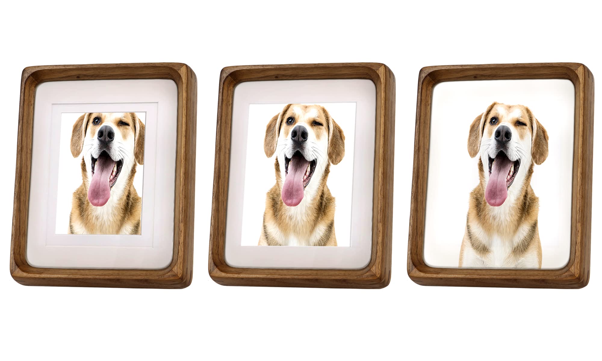 Natural Wood Photo Frames Inspired Tabletop Picture Frame with Mat, Vertical or Horizontal Display (Walnut, 8x10 matted to 5x7/6x8)