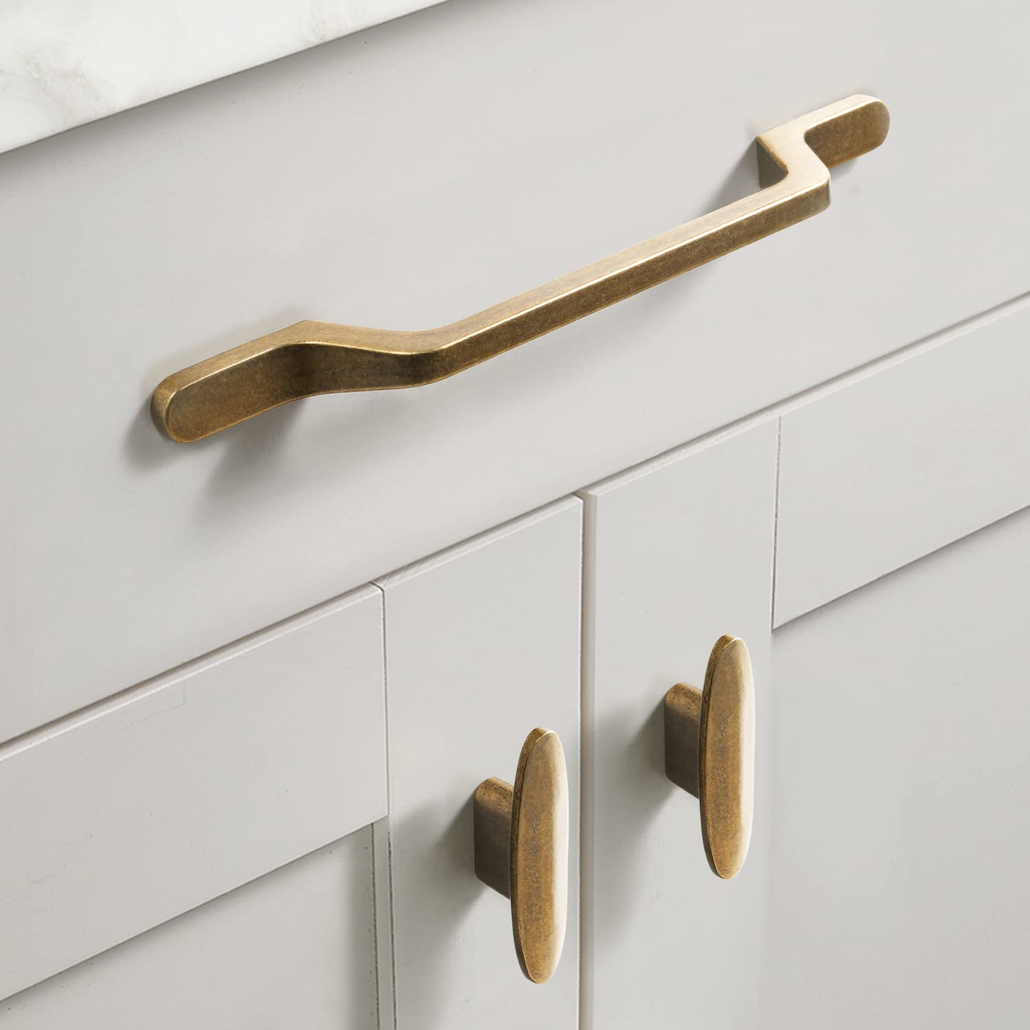 Goo-Ki 6 Pack Oval Antique Brass Drawer Knobs