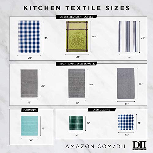 DII Basic Ribbed Terry Kitchen Basics Collection, Mocha, Kitchen Set, 8 Piece