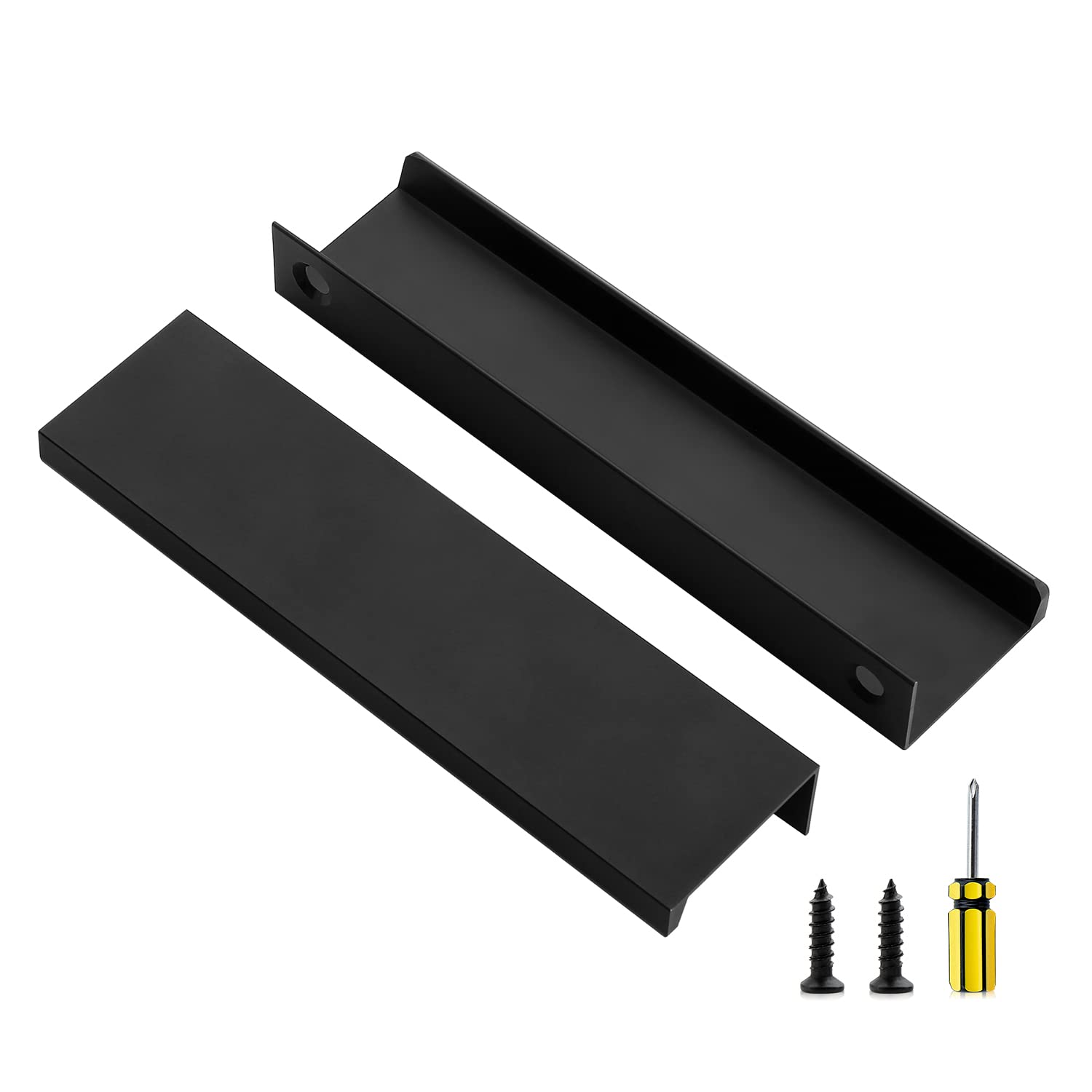 Ravinte 20 Pack Finger Pulls for Cabinets 128mm/5 Length Black Edge Pulls Matte Black Finger Cabinet Pulls Concealed Handles for Kitchen Drawer Finger Edge Pull Tab Handle